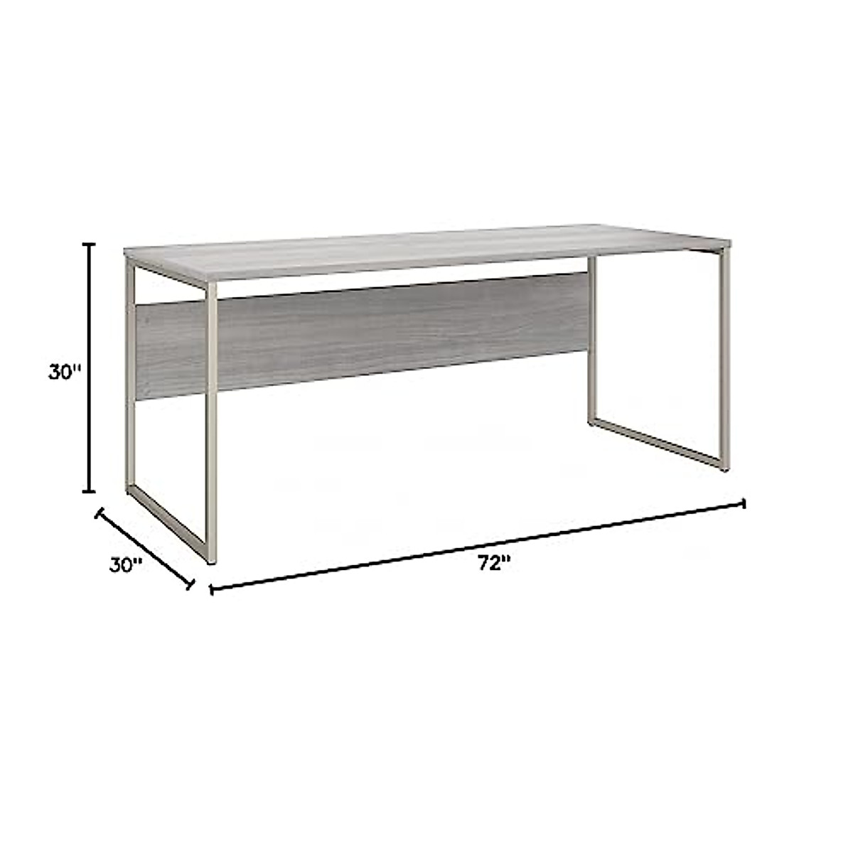 Bush Business Furniture Table with Open Metal Leg Design and Privacy Panel | Hybrid Large Computer Desk for Home Office, 72W x 30D, Platinum Gray