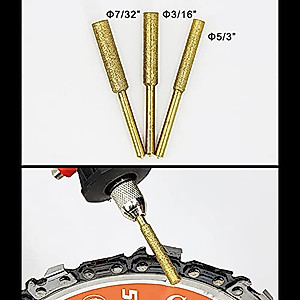 12 Pack Diamond Chainsaw Sharpener Burr Files 1/8" Shank, 3/16 Inch Replacement Sharpening Stones, Titanium Plated Sharpening Wheels Polishing Grinding Tool Grinding Bits (3/16 Inch/ 4.8 mm)