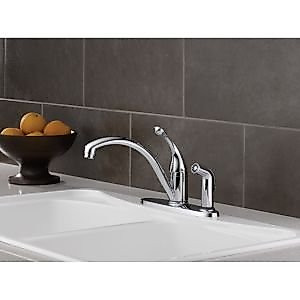 Delta Faucet 340-DST Collins Single Handle Kitchen with Integral Spray, Chrome, 3.00 x 13.00 x 23.00 inches