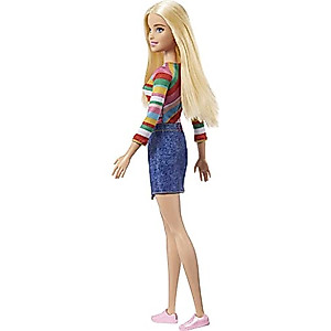 Barbie It Takes Two Doll, Malibu Fashion Doll with Blonde Hair, Rainbow Shirt, Denim Skirt & Pink Shoes
