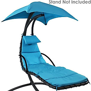 eZone Replacement Cushion Pad and Umbrella for Hanging Lounge Chair Outdoor Chaise Hanging Hammock Chair Pillow Pad (Blue,Green,Khaki,Rust) (Blue)