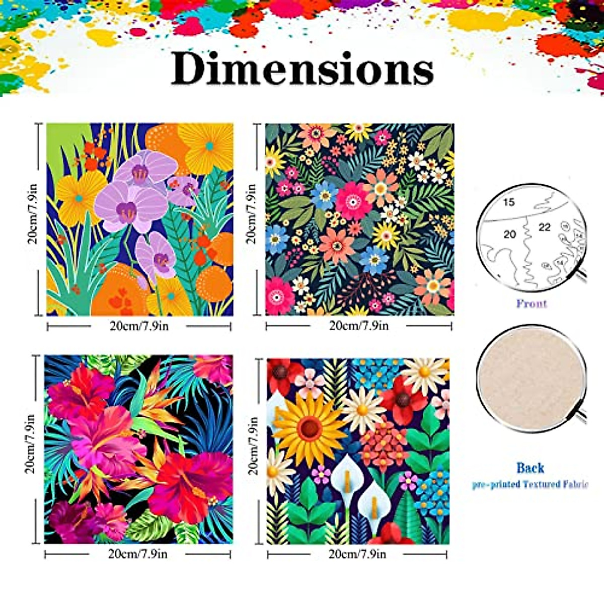 4 Pack Paint by Number for Adults Flower-Paint by Numbers for Adults or Beginner,Flower Paint by Number Perfect for Gift Home Wall Decor(8x8inch)