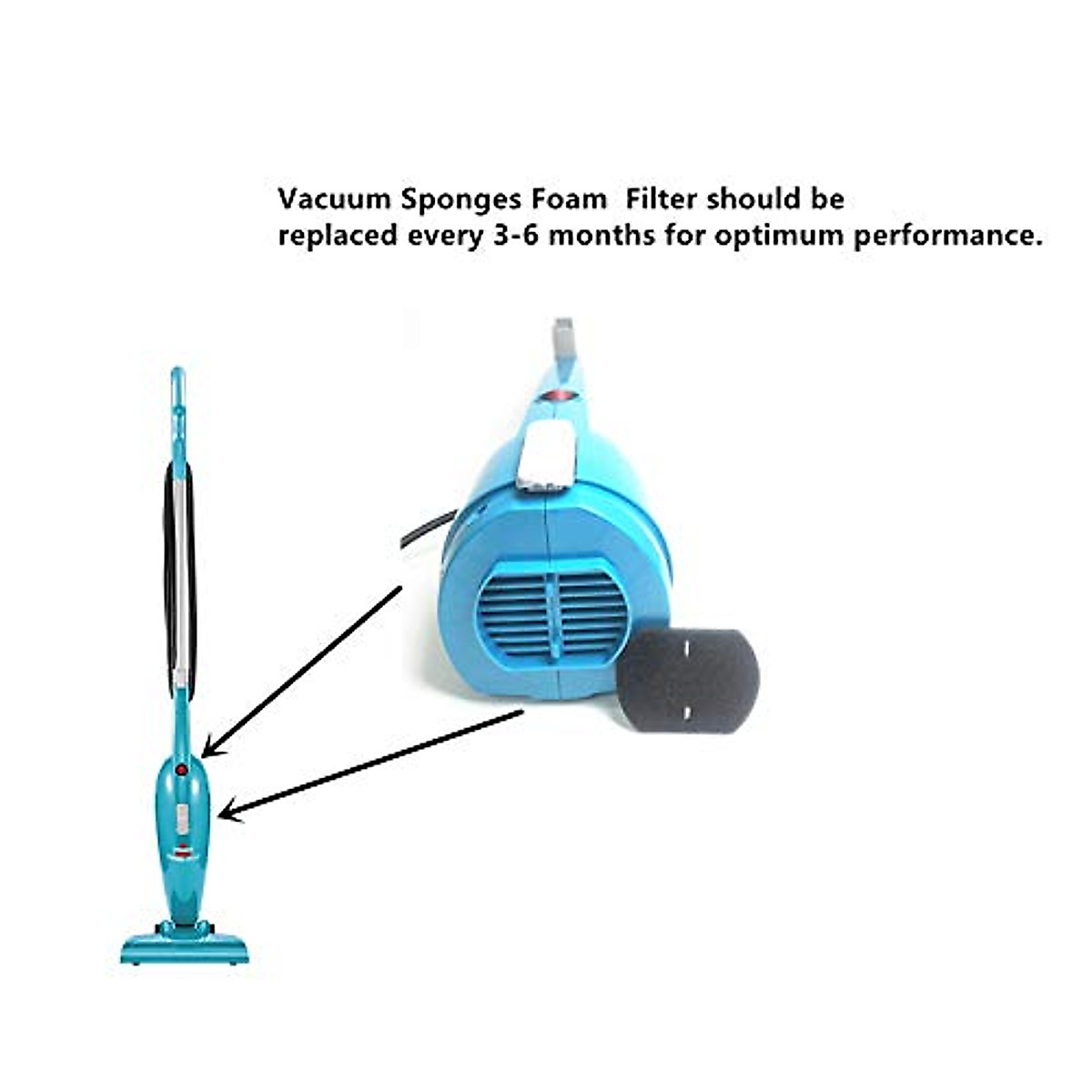 Vacuum Sponges Filter Replacement for Bissell 3-in-1 Stick Lightweight Bagless Cleaner, Fits Model 2030,2033,2033M,20336,20334（4-Pack）