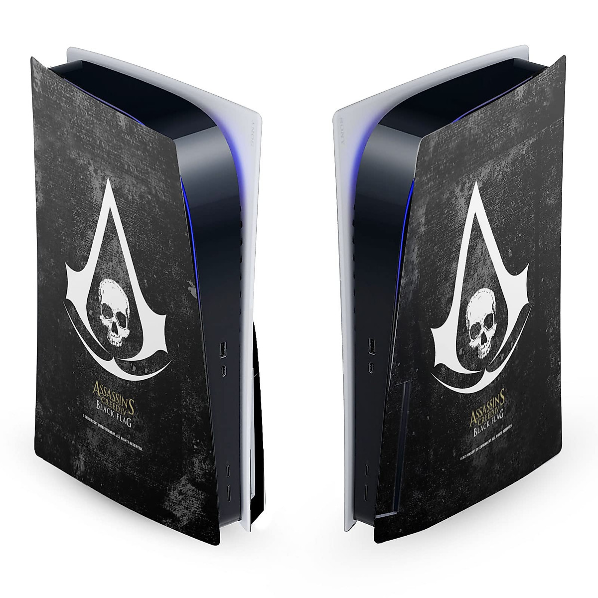 Head Case Designs Officially Licensed Assassin's Creed Grunge Black Flag Logos Vinyl Faceplate Sticker Gaming Skin Decal Cover Compatible With Sony PlayStation 5 PS5 Disc Edition Console