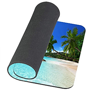 Amcove Ocean Mouse Pad, ANSE Lazio Beach at Praslin Island Surfing Beach Scenic View Travel, Rectangle Non-Slip Rubber Mousepad