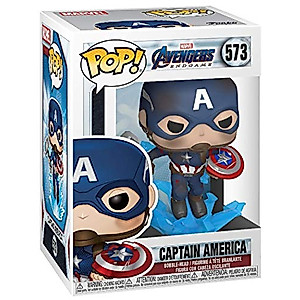 POP Marvel: Avengers Endgame - Captain America with Broken Shield & Mjoinir Funko Vinyl Figure (Bundled with Compatible Box Protector Case), Multicolor, 3.75 inches