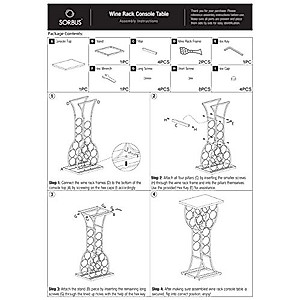Sorbus Wine Rack Console for Home Bar - Mini Wine Stand with Faux Black Marble Table Top - Durable Metal Freestanding Wine Storage Cabinet Shelf - Wine Racks Free Standing Floor Holds 11 Wine Bottles