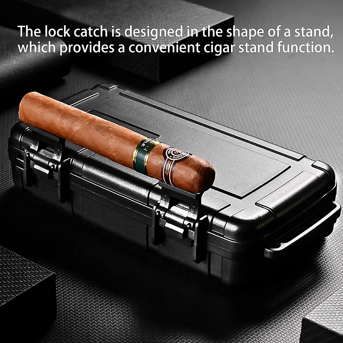 Travel Cigar Humidor Box Case, Portable Cigar Box with Humidifier Disc &Cigar Cutter &Cigar Stand &Cigar Punch Cutter, Waterproof Pressure-proof and Dust-proof Airtight Seal Durable Cigar Humidor