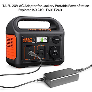TAIFU 20V 65W AC Adapter Charger for Jackery Explorer 160 240 290 E160 E240 E290 Honda 290/200 Portable Power Station 167Wh 240Wh Lithium Battery 150W 400W Solar Generator Power Supply Cord