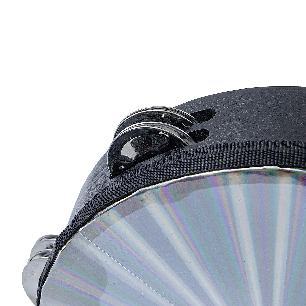 AUEAR, Double Row Jingles Handheld Tambourine Creative Wooden Drum for Adults Percussion Musical Educational Toy Party Game Church (1-Pack, 8 Inch, Reflective)