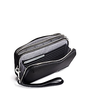 TUMI Black Chrome Triple Zip Clutch