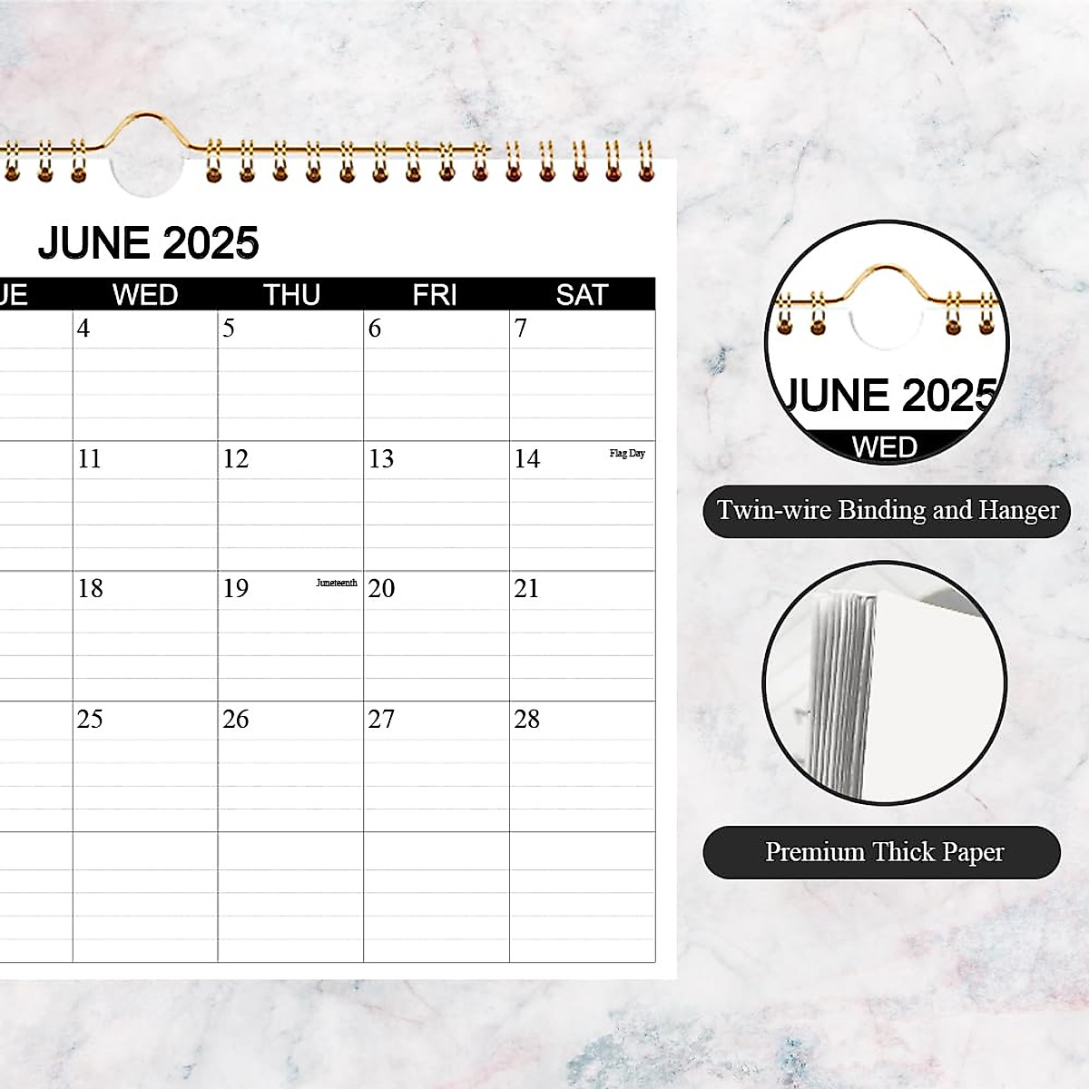 Calendar 2025-2026 - Wall Calendar 2025-26 Runs from June 2025 to December 2026, 19 Months Calendar with Thick Paper for Planning at Home or Office, 8.5 x 11 Inch, Black