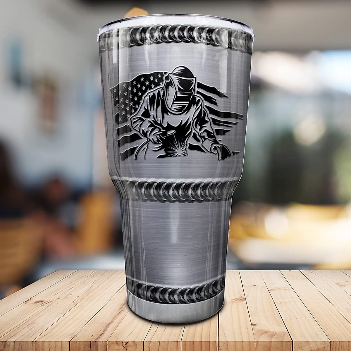 N NAMESISS-All Over Printed Welder Tumbler 30 OZ, Metal Magician Welder Symbol Tumbler, Usa Flag, Welder Tumbler All Over Printed, Gift For Father, Gift For Him, Welder Father's Day
