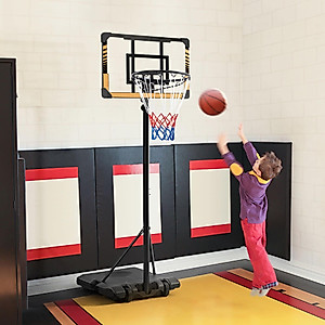 Topeakmart Adjustable Basketball Hoop Net Stand System Portable Basketball Goals Set with 28'' Width PVC Backboard & 2 Wheels for Youth