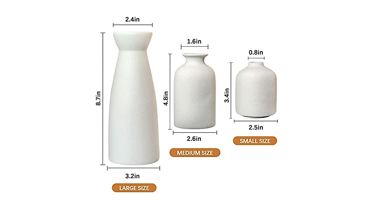 Stylish White Ceramic Vases Set for Home Decor
