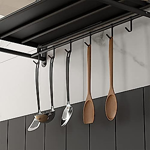 lanliebao 32 Inch Stainless Steel Wall Shelf Metal Shelving Heavy Duty Commercial or Household Grade Wall Mount Microwave Oven Shelf with Fixing Kit(Width 32 in Black)