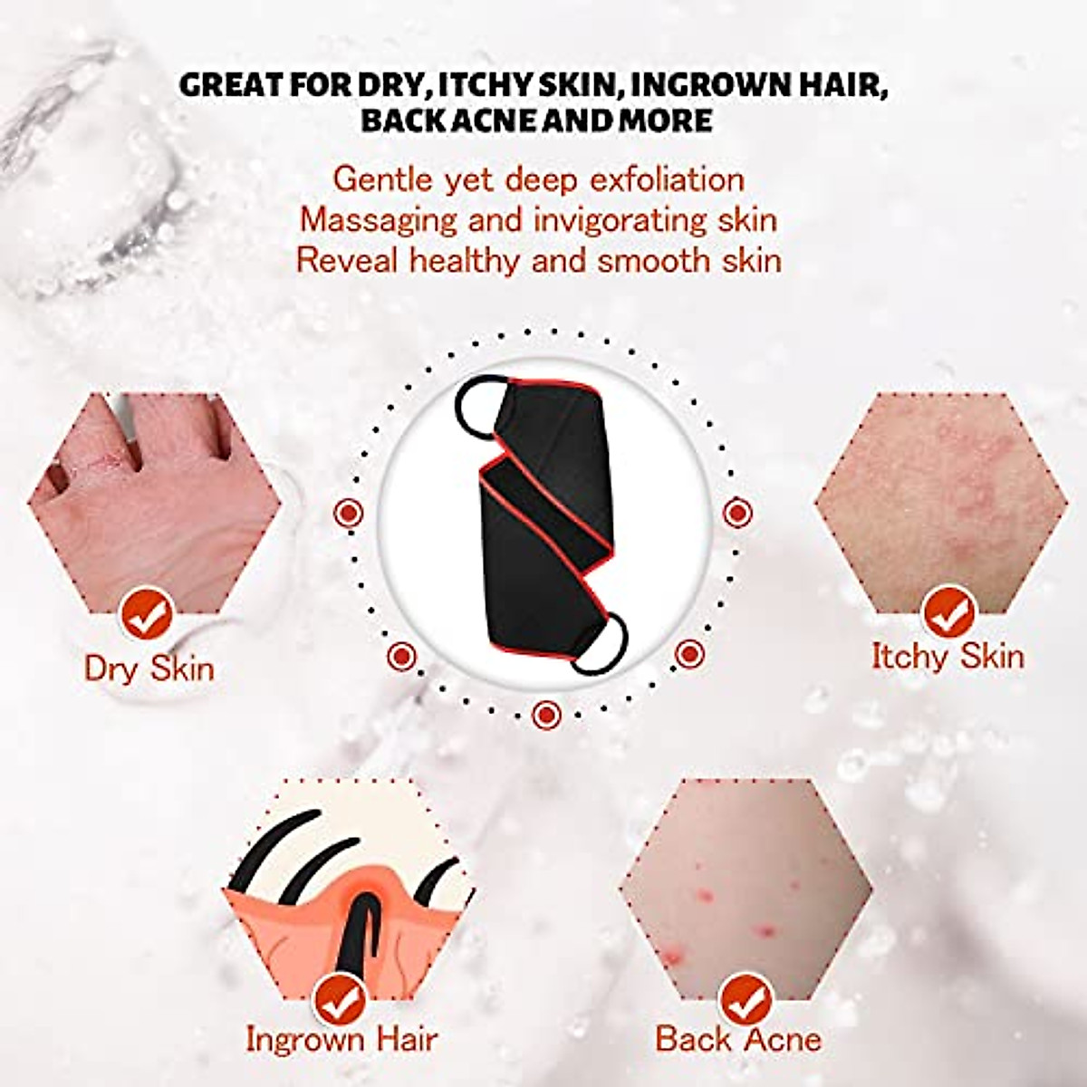 Evridwear Exfoliating Body Scrubber with Handles Back Washer Back Scrubber for Shower Bath Dry Skin Whole Body Deep Clean Men Women(Heavy)