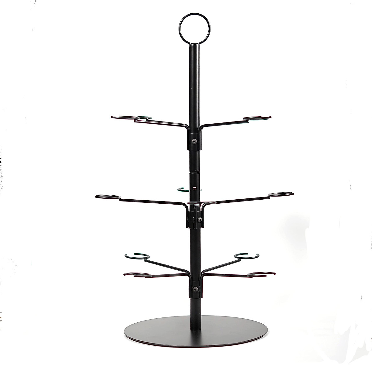 Tree Bar Cocktail Tree Stand, Black Metal Display Stand For Wine, Champagne, Cocktails, and Shot Glasses at Weddings, Parties, and Brunch - 12 holders, 2 ft tall