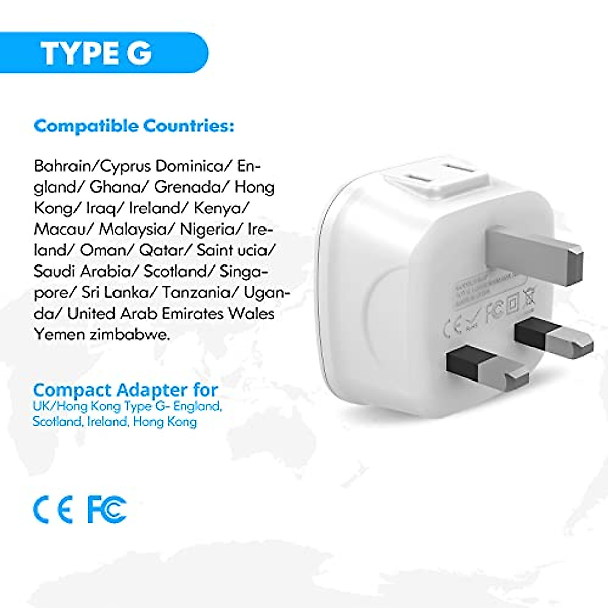 3 Pack US to UK Ireland Travel Plug Adapter, Anstronic Type G Power Adapter with 2 American Outlets 2 in 1 European Plug Adapter for USA to Scotland British London England Hong Kong Irish