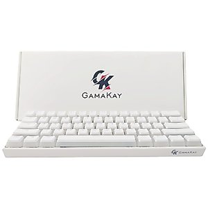 GK GAMAKAY MK61 RGB Pudding Keyboard, 61 Keys Gateron Optical Switch PBT Pudding Keycaps, Hot Swap Backlit Ultra-Compact Wired Gaming Keyboard for Windows Mac PC Gamers (Yellow Switch V2, White)