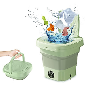 Portable Washing Machine, 8L Foldable Mini Washer with Detachable Drain Basket,3 Modes Deep Cleaning Laundry Washer and Dryer Combo for Apartments,Dorm,Camping,RV,Travel Laundry