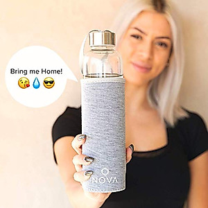 Crystal Elixir Infused Clear Motivational Gem Water Bottle + Protective Sleeve + Removable Crystals Healing Stones | Witchcraft Supplies Infuser Water Bottle – 15 Oz (Amethyst)