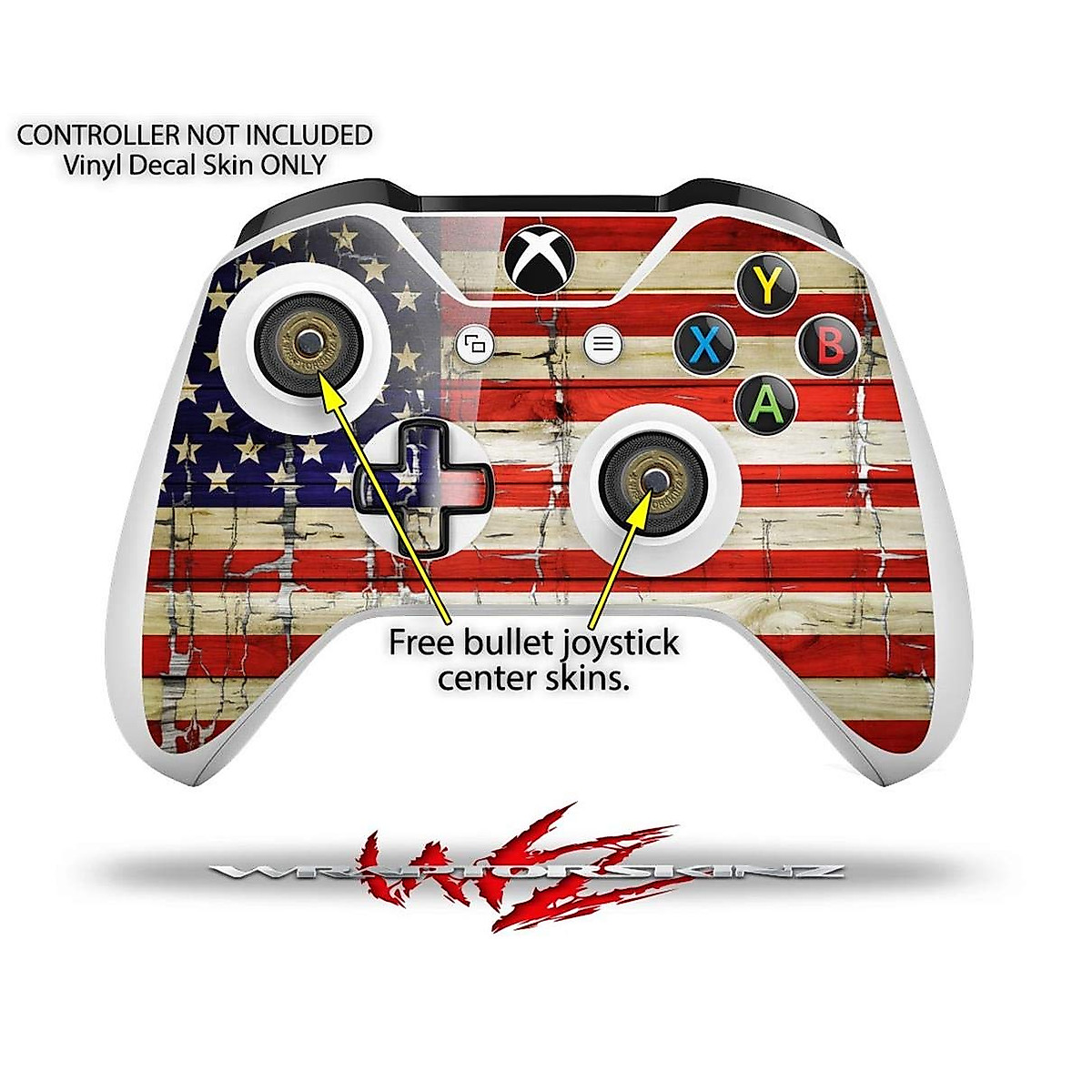 WraptorSkinz Decal Vinyl Skin Wrap Compatible with Xbox One S Console and Controllers - Painted Faded and Cracked USA American Flag