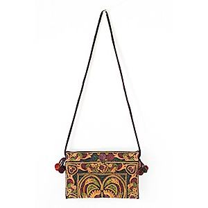 changnoi Mocha Bird Hill Tribe Crossbody Bag Hmong Embroidered Thai Fair Trade