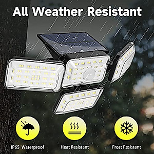 FINPYFEI Solar Outdoor Lights, 242 LED 3200LM Waterproof Solar Motion Sensor Lights, 4 Adjustable Heads, 330° Wide Angle, Security LED Flood Light for Yard Patio Garden Pathway Porch, 2 Pack