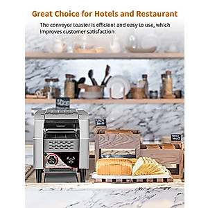 Commercial Conveyor Toaster 150 Slices/Hour 110V Heavy Duty Restaurant Toaster Electric Countertop Belt Machine for Home Office Bread Bagel Breakfast Food