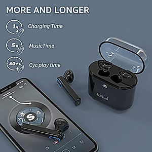 Cshidworld Wireless Earbuds, Bluetooth 5.0 Earbuds Headphones, True Wireless Stereo Earphones with 30Hrs Playback, Hi-Fi Sound Bluetooth Headset with Charging Case One-Step Pairing Noise Cancelling