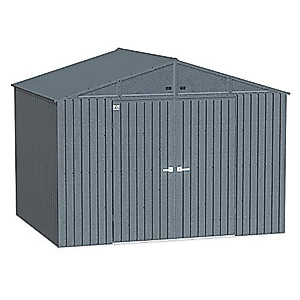 Arrow Shed Elite 10' x 8' Outdoor Lockable Steel Storage Shed Building, Anthracite