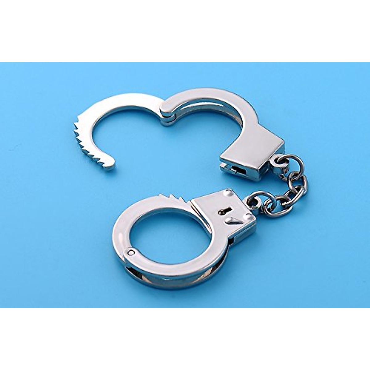 Warmtree 2 Pcs Mini Handcuffs Metal Keychain Keyring, Silver