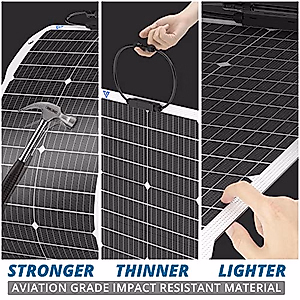 Voltset 200 Watt Flexible Solar Panel, 2 x 100W 12V ETFE Monocrystalline Panel Bendable Solar Panel, Lightweight Solar Panel Charger for RV Car Van Marine Tent Camping