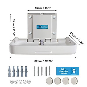 KSITEX Baby Changing Station,Wall Mounted Diaper Changing Tables Fold Up Changer Station Commercial Malls/Hotels/Airports