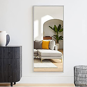 MIRUO Full Length Mirror Decor Wall Mounted Mirror Floor Mirror Dressing Mirror Make Up Mirror Bathroom/Bedroom/Living Room/Dining Room/Entry, Silver, 47" x 22"