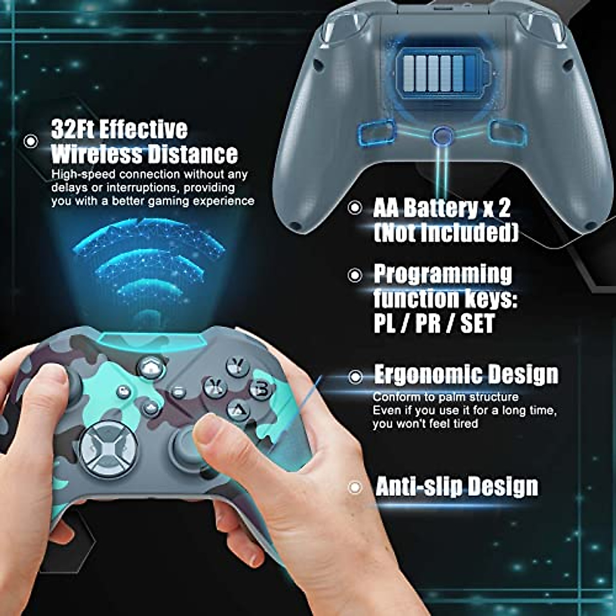 Gamrombo Wireless Controller Replacment for Xbox controller,Compatible with Xbox one/Xbox One S/X/Xbox Series X/S/Android/iOS/PC Gamepad Remote with Wifi/Macro Function/Turbo/3.5mm Audio Jack