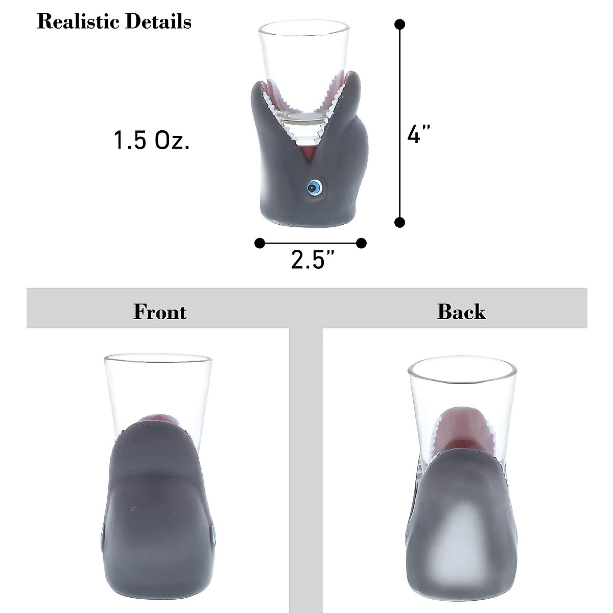 CoTa Global Gray Dolphin Shaped Shot Glass, Cool & Funny Whiskey Tequila & Alcohol Drinking Glass Dolphin For Shots, Dolphin Gift For Men & Women 2.50" x 4" 1.5 Oz