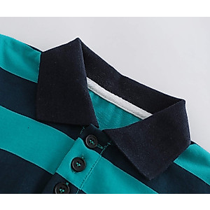 HowJoJo Big Boys Cotton Long Sleeve T-Shirts Striped Polo Shirts Green Size 8