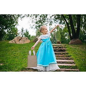 Easter Egg Hunt Basket Bag - Bunny Rabbit Ear Design - Reusable Grocery Shopping Baskets - Kids Party Gift Bags - Baby Shower & Book Storage by Jolly Jon (Burlap/White Ears)