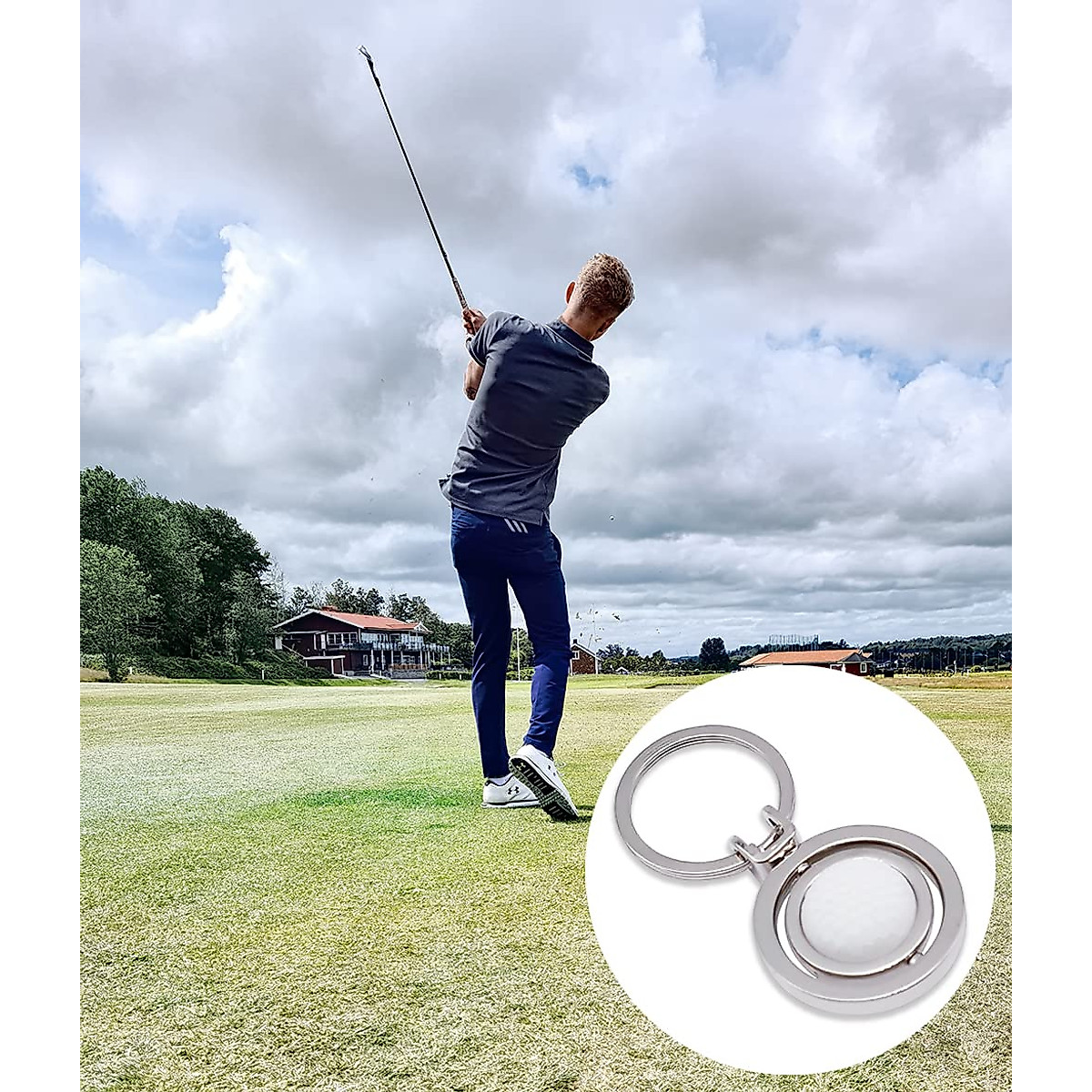 Rotatable 3D Golf Keychain for Men Women Golf Related Gifts for Golf Lover Fans Birthday Christmas Gift for Golf Club Associations Team Party Favors Golfing Accessories