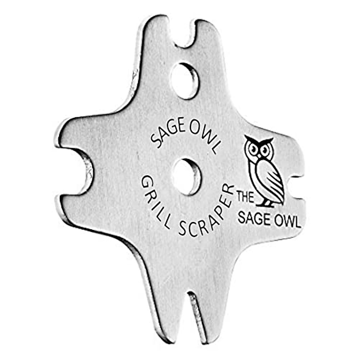 The Sage Owl Standard Brass BBQ Grill Scraper with Handle and Extra Portable Standard Stainless Steel Grill Cleaner Tool - Stocking Stuffers Men