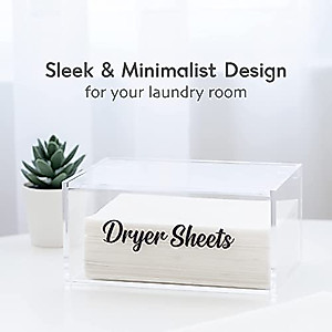 LifeLAZA Acrylic Dryer Sheet Dispenser with Hinged Lid, Clear Dryer Sheet Holder for Fabric Softener Sheets, Transparent Container Storage Box for Laundry Room Decor