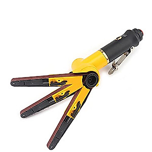 NUODUN 38 Pneumatic Sander Air Belt Sander Set With 14Pcs Belts,Include Grit 6080120,14 Air Inlet Mini Air Belt Grinder Air Tool For Aluminium, Iron, Steel Metal Polishing