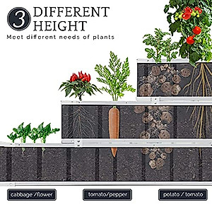 KING BIRD 3 Tiers Raised Garden Bed Dismountable Frame Galvanized Steel Metal Patio Garden Elevated Planter Box 46’’x46’’x23.6’’ for Growing Vegetables Flower (Dark Grey)