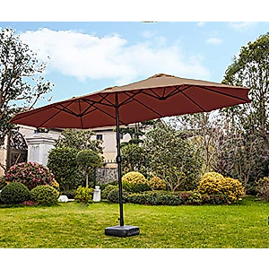 PatioFestival 15x9 ft Patio Umbrella Double-Sided Outdoor Umbrella Aluminum Garden Large Umbrella with Crank for Market,Camping,Swimming Pool(Large, Brown)