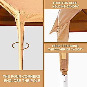 Eillion 10x20 Canopy Replacement Cover with Ball Bungees, Orange Top Cover Tarp for Carport Portable Garage Tent Boat Shelter Frame, No Poles Only Roof