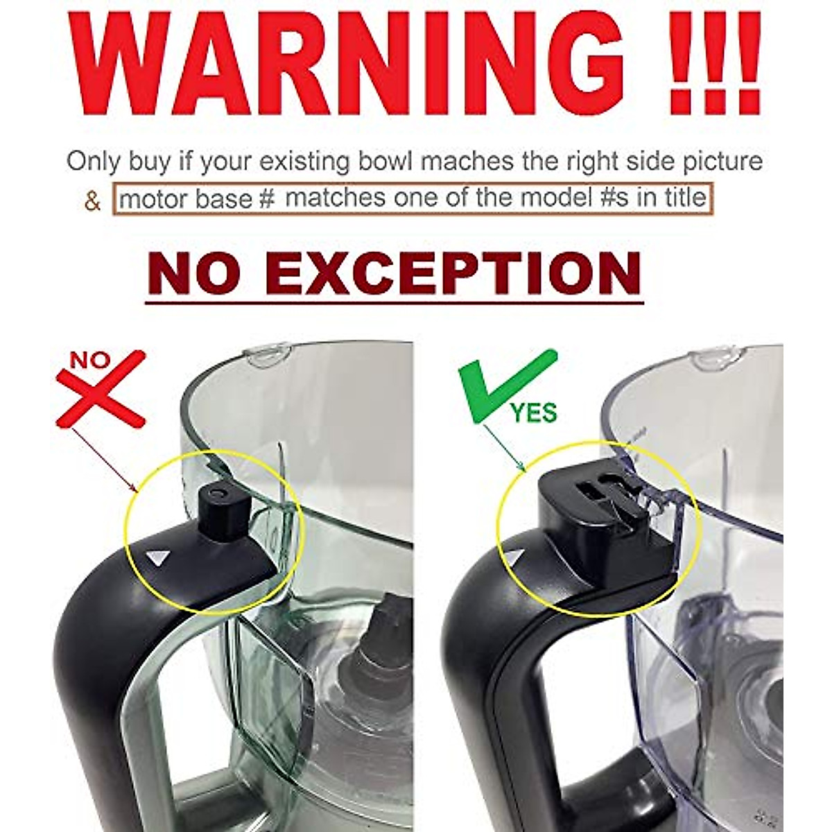 Replacement 64oz (8 Cup) Food Processor Bowl with Locking Lid Only for Ninja BL680 BL680A BL681A BL682 BN801 BN805 BL910 Auto-iQ Duo Blender