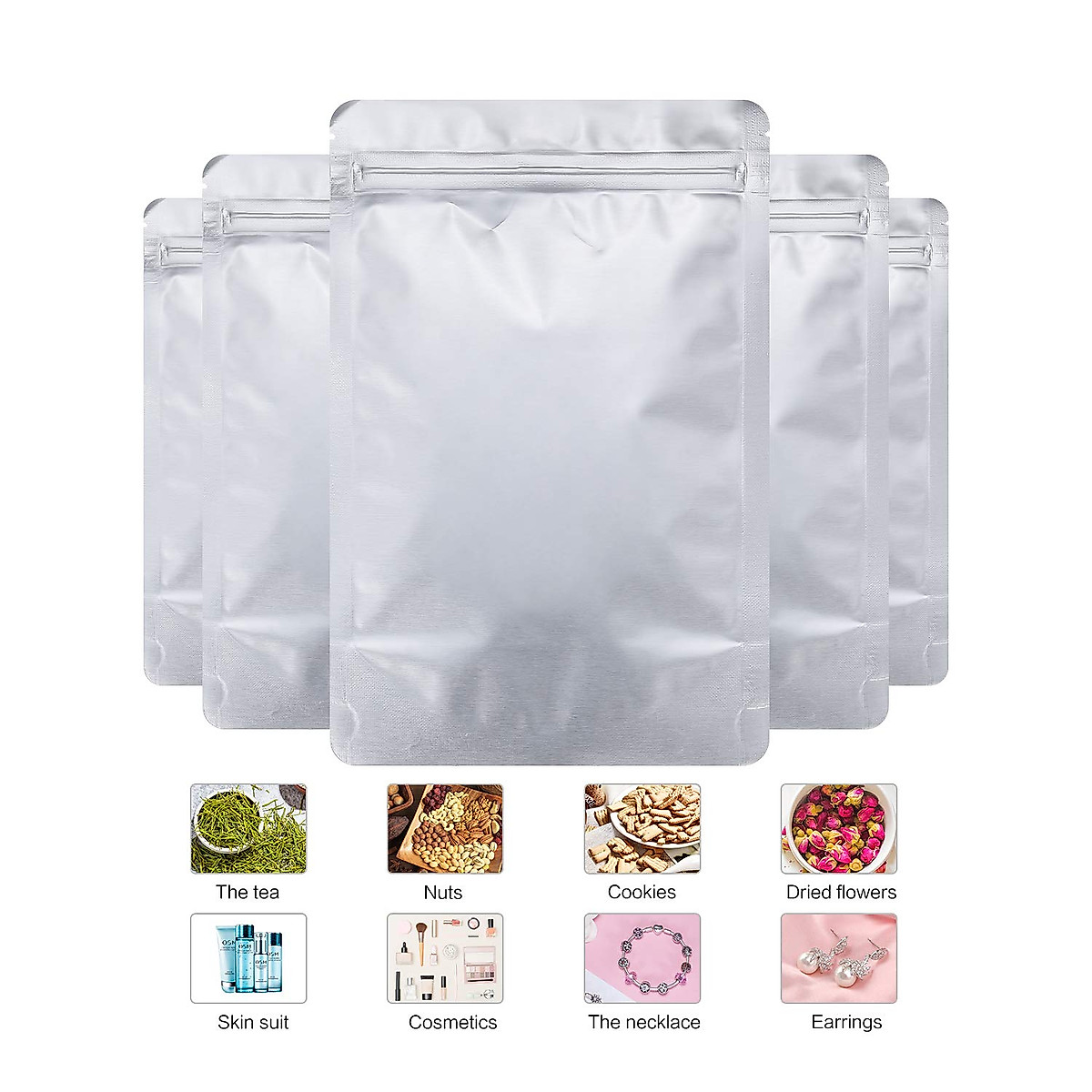 LZLPACKING 100 Pieces Smell Proof Mylar Bags- Resealable Packaging Pouch Bag with Clear Window for Food Storage，stand up pouch bags，Lipgloss，Eyelash Jewelry Electronics Storage(6×9 Inch)