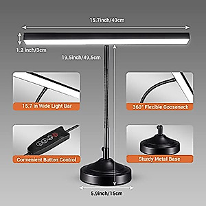 CELYST LED Desk Lamp Piano Light with Interchangeable Base and Clamp, Eye-Caring Table Lamp & Clip Lamp with 3 Color Modes & Stepless Dimming, Memory Function, Flexible Gooseneck for Reading, 10W